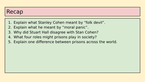 GCSE Sociology: Sentencing & Punishment | Teaching Resources