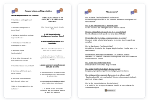 GERMAN GRAMMAR: Comparatives and Superlatives | Teaching Resources