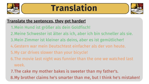GERMAN GRAMMAR: Comparatives and Superlatives | Teaching Resources