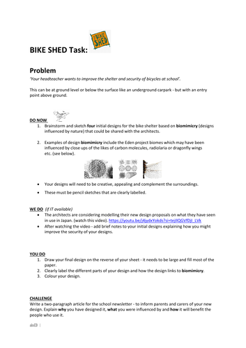 D&T COVER Lesson 'Bike Shed' | Teaching Resources