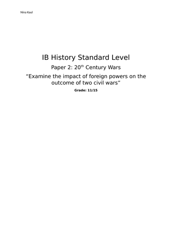 IB DP History Paper 2 Sample / 20th Century Wars / Chinese Civil War ...