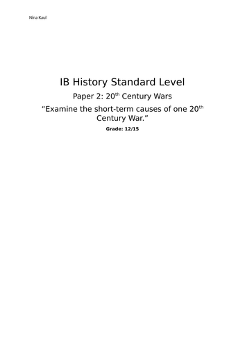 IB DP History Paper 2 Sample / 20th Century Wars / Spanish Civil War ...