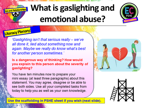 Gaslighting + Emotional Abuse PSHE | Teaching Resources