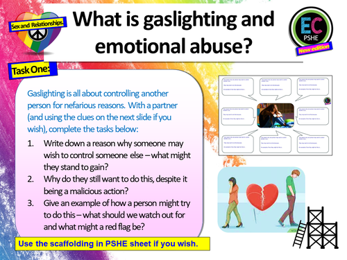 Gaslighting + Emotional Abuse PSHE | Teaching Resources