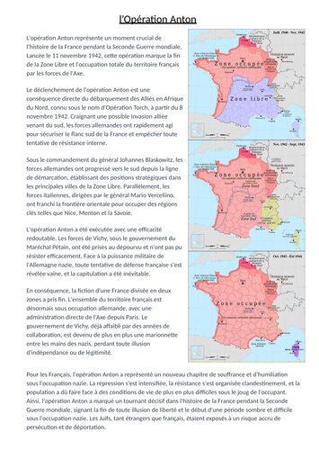 le régime de vichy worksheet- operation anton | Teaching Resources