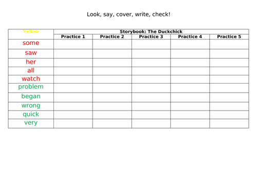 RWI Yellow Group Spellings | Teaching Resources