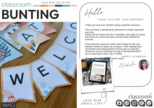 CALM SEAS Classroom Bunting Pack | Ocean Themed Classroom Decor ...