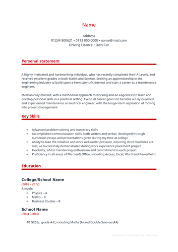 Careers CVs | Teaching Resources