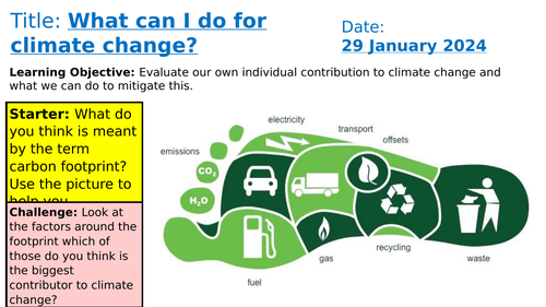 Carbon Footprint - What can you do for climate change? | Teaching Resources