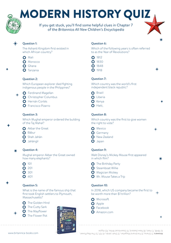 KS2 Modern history activities -quiz, wordsearch and crossword ...
