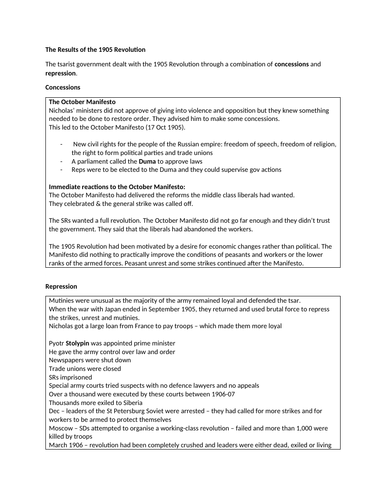 The 1905 Revolution Results – Russia Part 1 - IGCSE History – Paper 2 ...