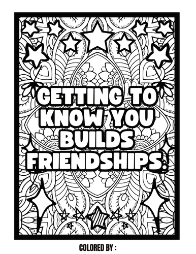 Get To Know You Activities Encouragement & Mindset Growth Coloring ...