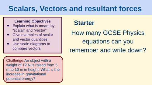 P8.1 Vectors & Scalars | Teaching Resources
