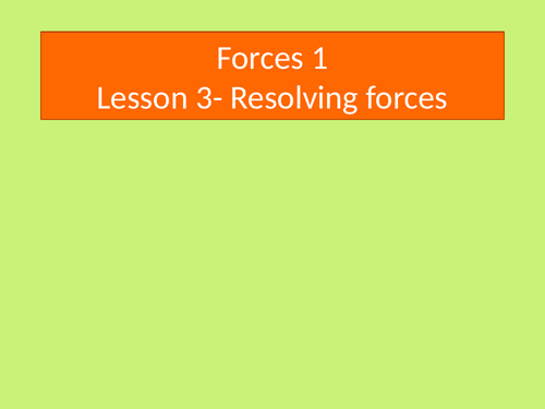 P8.9 Resolution of Forces | Teaching Resources