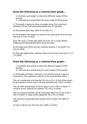 P9.2 Velocity and Acceleration | Teaching Resources