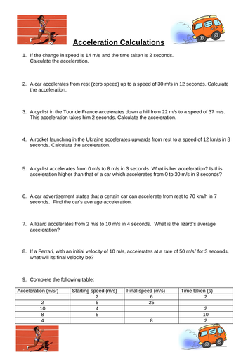 P9.2 Velocity and Acceleration | Teaching Resources