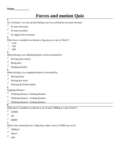 P10.3 Forces & Braking | Teaching Resources