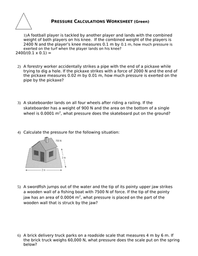 P11.1 Pressure and surfaces | Teaching Resources