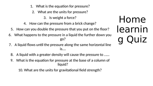 P11.2 Pressure in a liquid at rest | Teaching Resources
