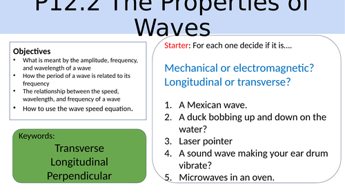 P12.2 The properties of waves | Teaching Resources