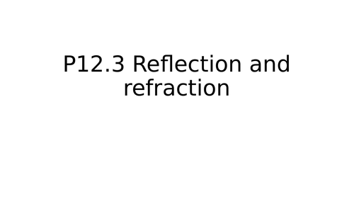 P12.3 Reflection and refraction | Teaching Resources