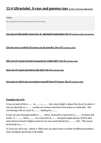 P13.4 Ultraviolet waves, X-rays and gamma rays | Teaching Resources