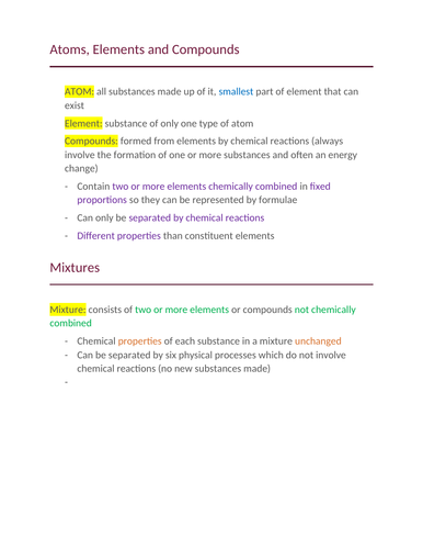 AQA GCSE Chemistry Revision- Spec Based | Teaching Resources