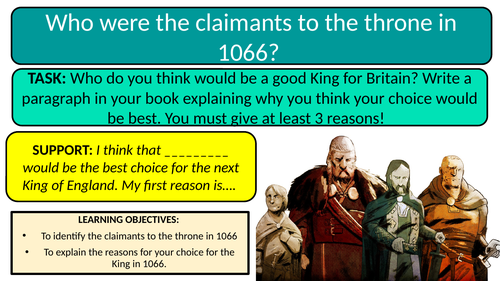 2. Claimants to the throne in 1066 KS3 | Teaching Resources