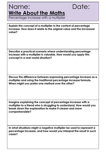 Write about the maths - percentage increase with a multiplier ...
