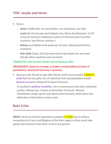AQA GCSE History Conflict and Tension FULL NOTES + REVISION AID ...