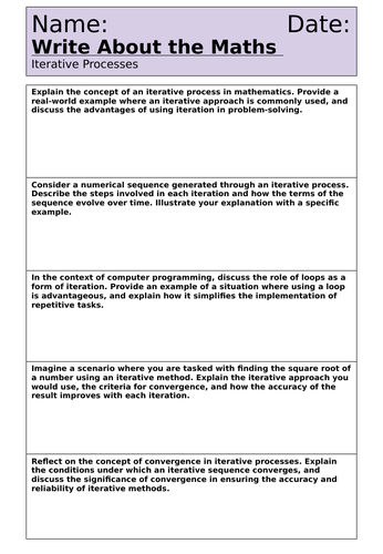 Write about the maths - Iterative Processes | Teaching Resources
