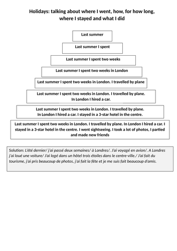 KS3/KS4 French - Talking about holiday in the past | Teaching Resources