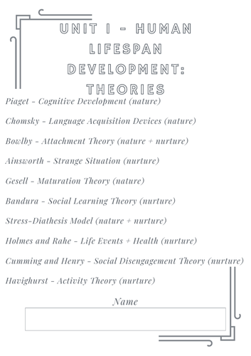 H&SC Unit 1 Theories Revision Booklet | Teaching Resources
