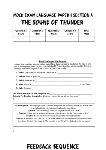 LP1 SA: The Sound of Thunder Feedback Sequence | Teaching Resources