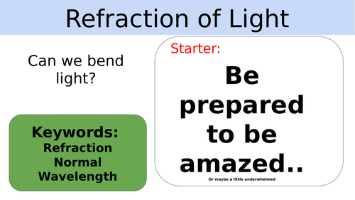 P14.2 Refraction of light | Teaching Resources