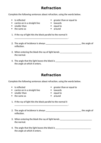 P14.2 Refraction of light | Teaching Resources