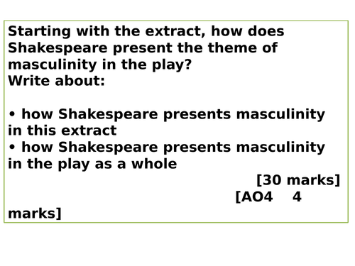 GCSE AQA Literature Paper 1 Macbeth - Masculinity and Gender | Teaching Resources