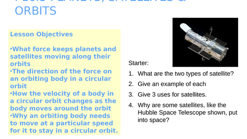 P16.3 Planets, satellites & orbits | Teaching Resources