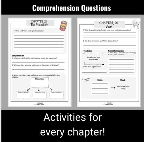 FINDING BEAR Novel Study and Reading Comprehension Activities ...