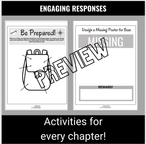 FINDING BEAR Novel Study and Reading Comprehension Activities ...