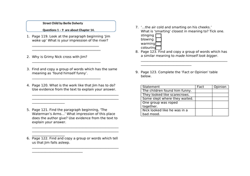 Street Child Reading Resources | Teaching Resources