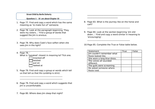 Street Child Reading Resources | Teaching Resources
