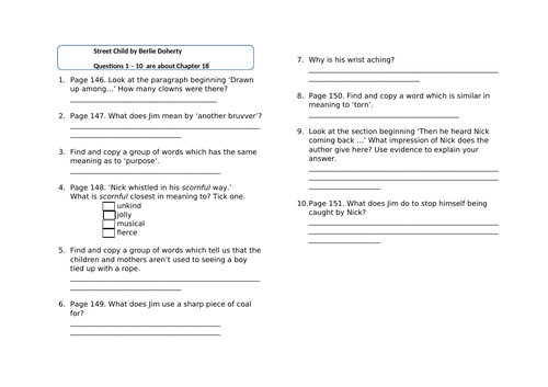 Street Child Reading Resources | Teaching Resources