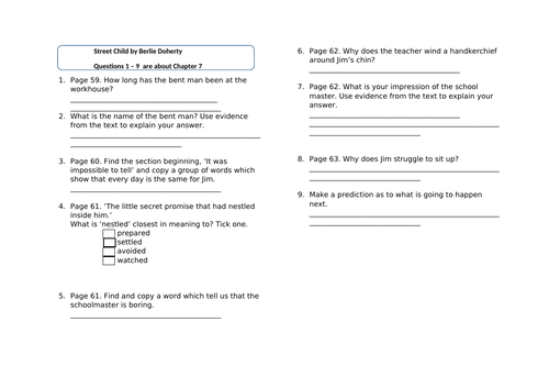 Street Child Reading Resources | Teaching Resources