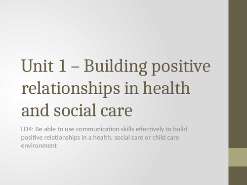 CTEC L3 Unit 1 Building positive relationships | Teaching Resources