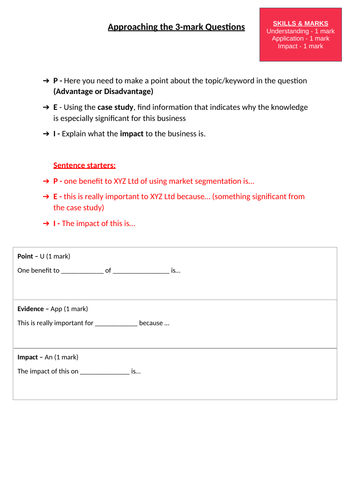 OCR Business exam technique structures | Teaching Resources