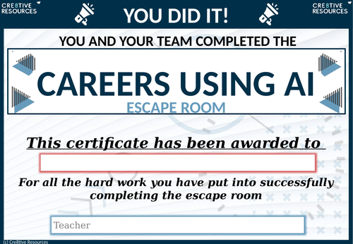 Career Using AI Escape Room | Teaching Resources