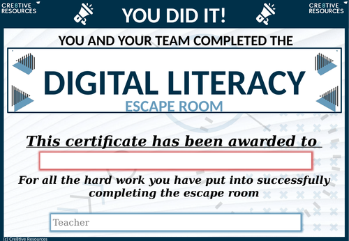 Digital Literacy - Escape Room | Teaching Resources