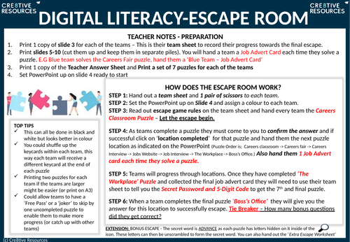 Exploring Careers Escape Room | Teaching Resources