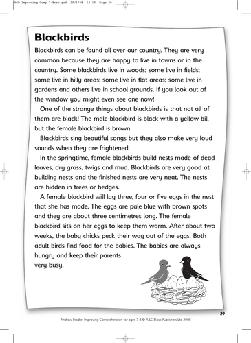 Reading comprehension age 7-8 (Year 4) | Teaching Resources